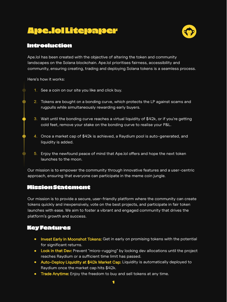 Ape - Lol LITEPAPER | PDF | Cryptocurrency | Business