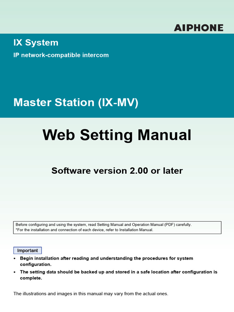 IX MV Master Station Web Setting Manual | PDF