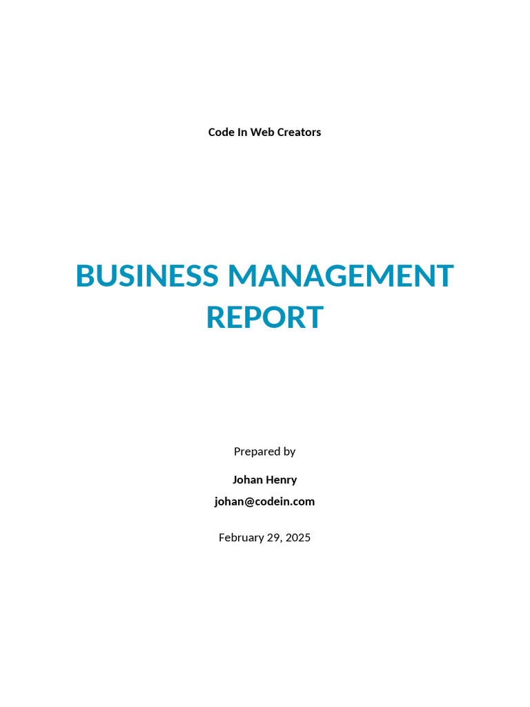 Business Management Report Template | PDF