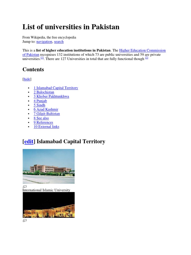 List of Universities in Pakistan | Islamabad | World Politics