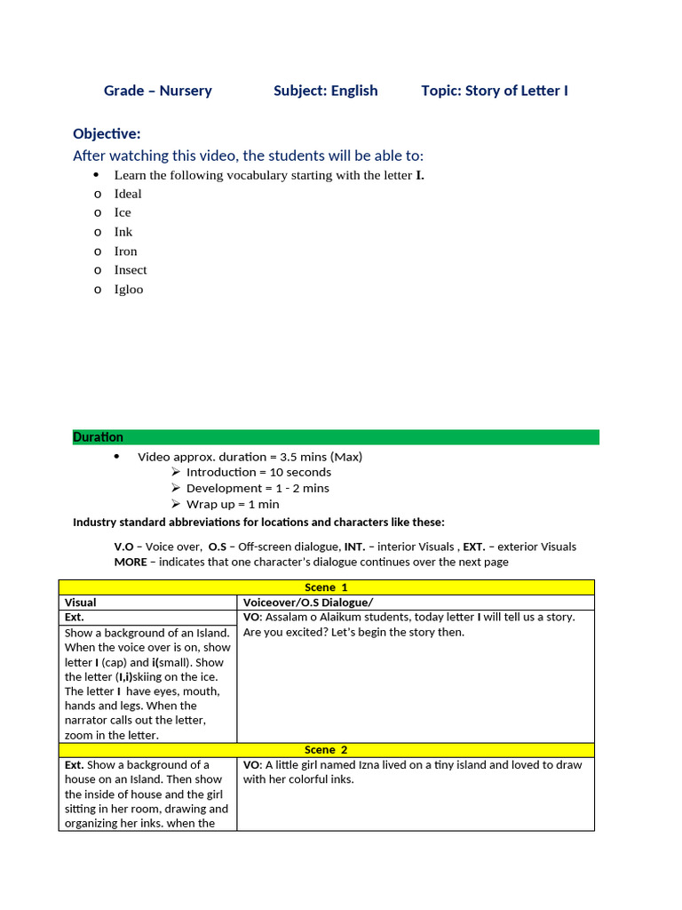 The Letter I Story. | PDF