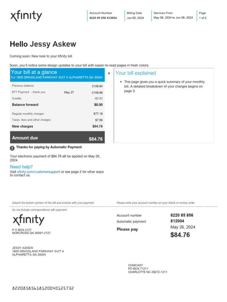 xfinity bill | PDF