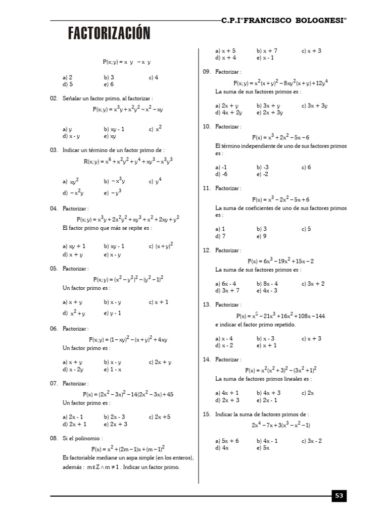 Factorización-Ii - 5° Álgebra | PDF