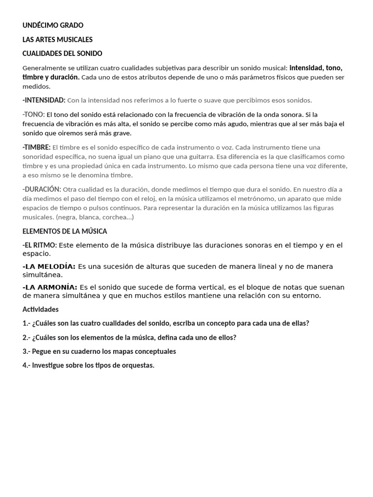 Undécimo Grado Musica | PDF