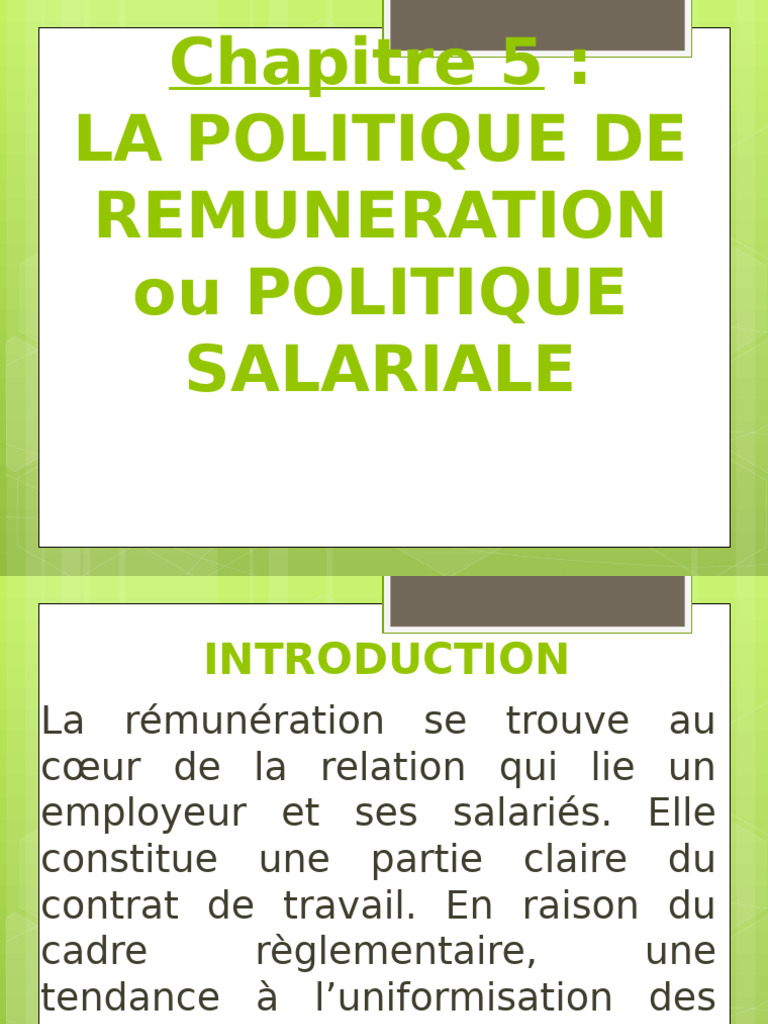 Chapitre5 Politique Rémunération | PDF