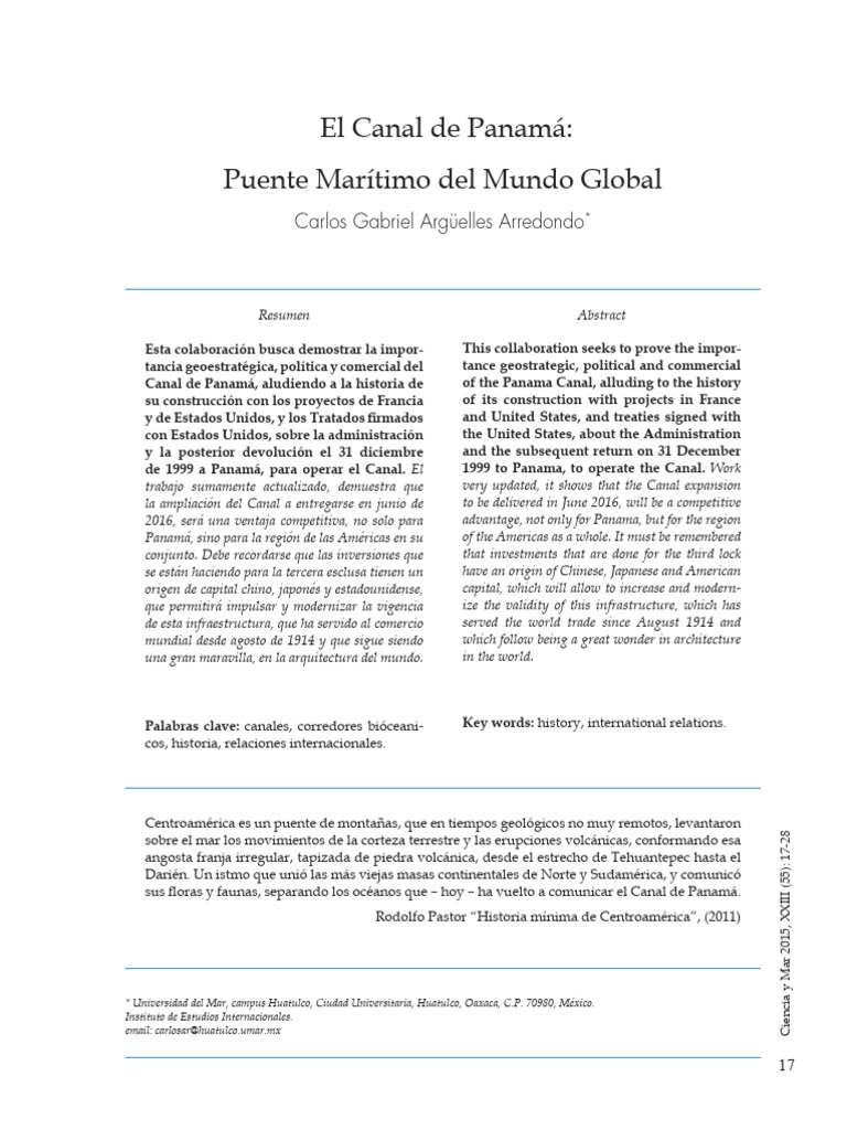 Arredondo - 2015 - El Canal de Panamá Puente Marítimo Del Mundo Glob | PDF