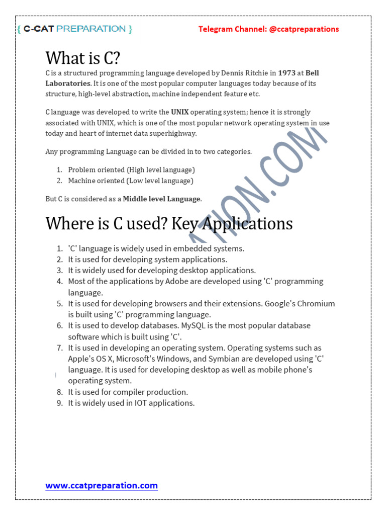 1 Introduction To C Programming | PDF