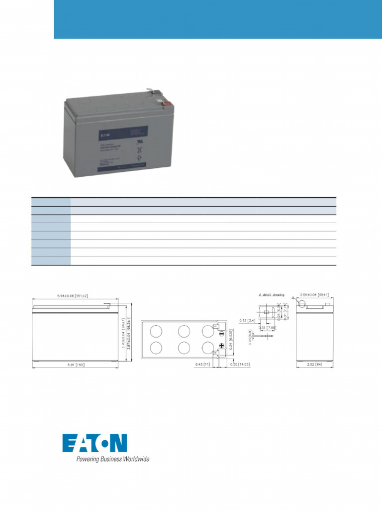 Eaton 12v 34w Battery Brochure BAT07FXA | PDF