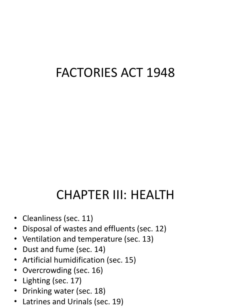 Factories Act 1948 | PDF | Ventilation (Architecture) | Waste Management