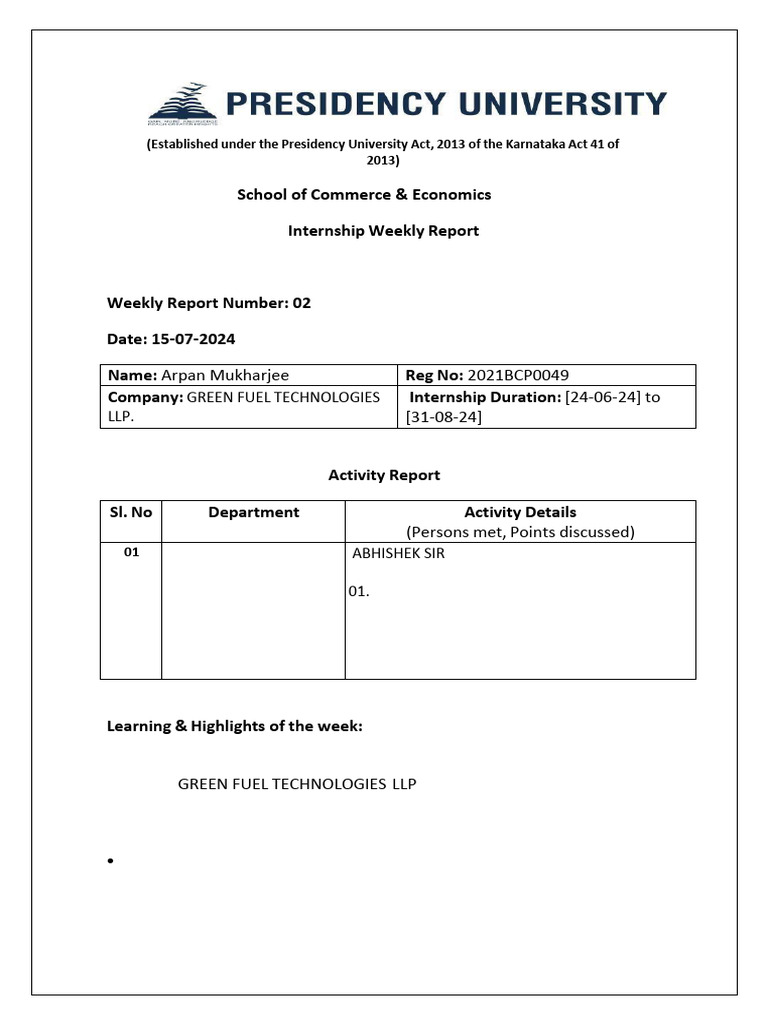 Second Internship Weekly Report | PDF