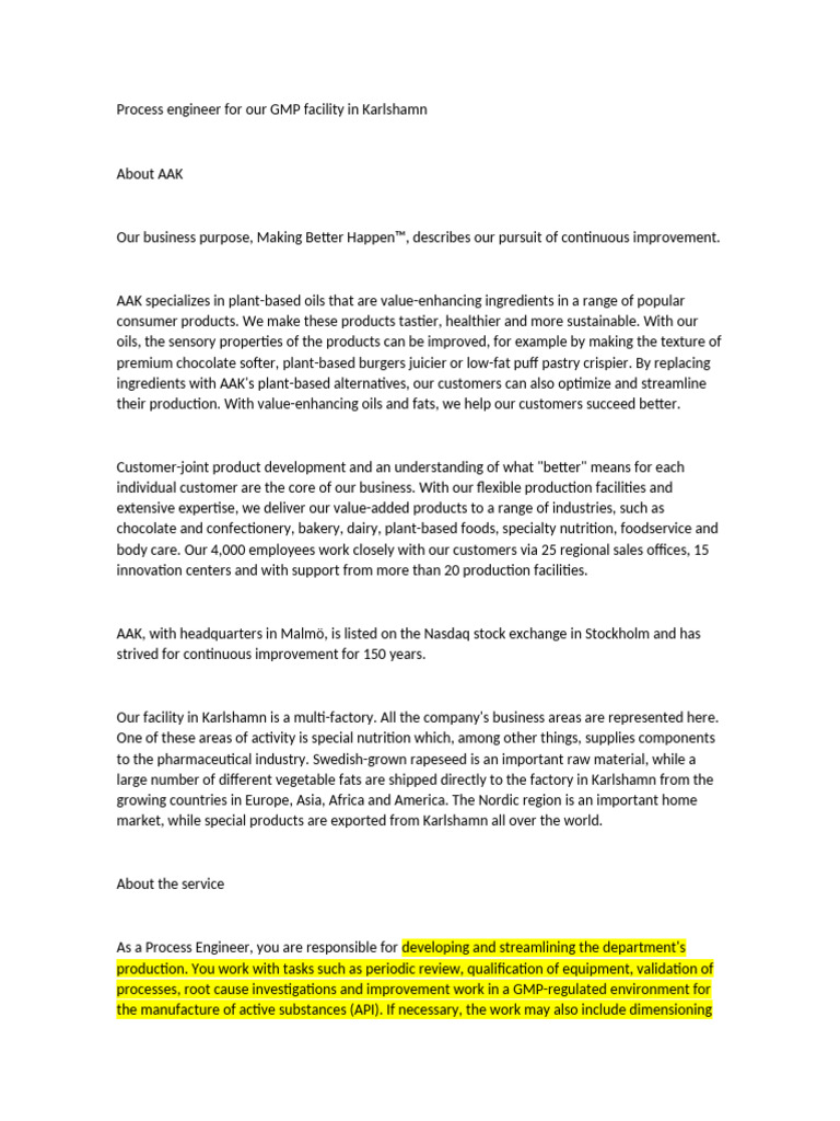 Process Engineer Job Description | PDF