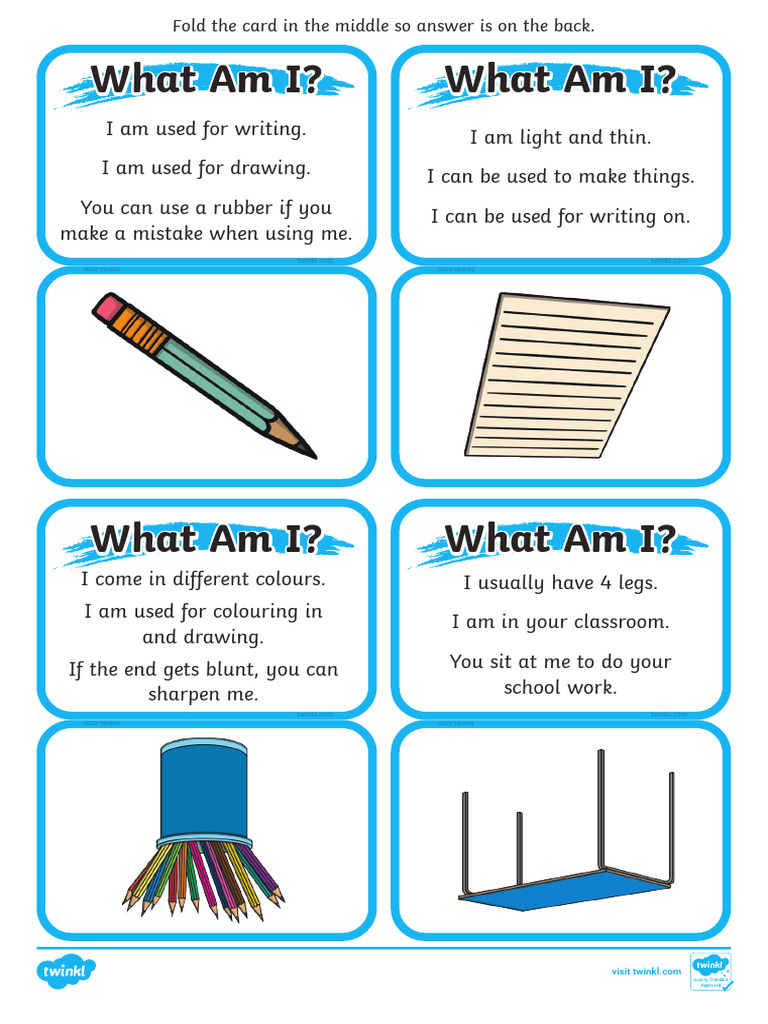 T S 3432 What Am I School Objects Guessing Game - Ver - 4 | PDF
