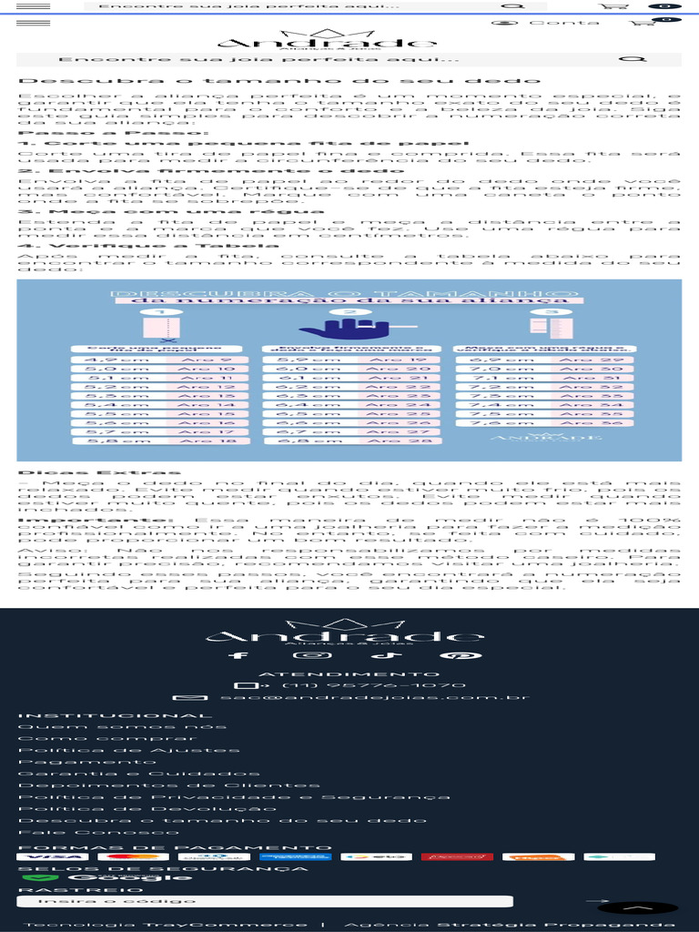 Descubra o Tamanho Do Seu Dedo | PDF