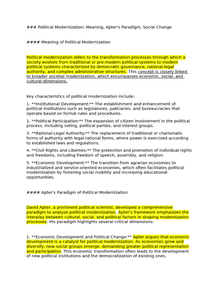 Political Modernization Notes | PDF | Modernization Theory | Governance