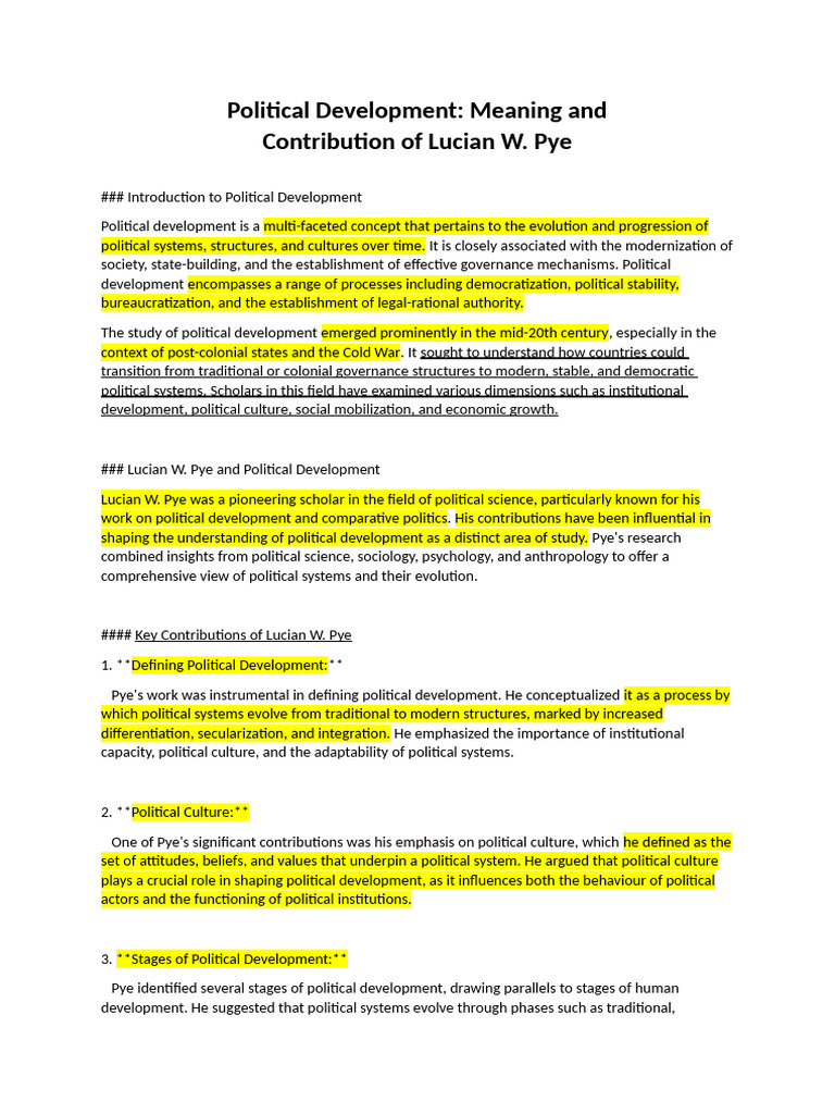 Political Development Notes | PDF