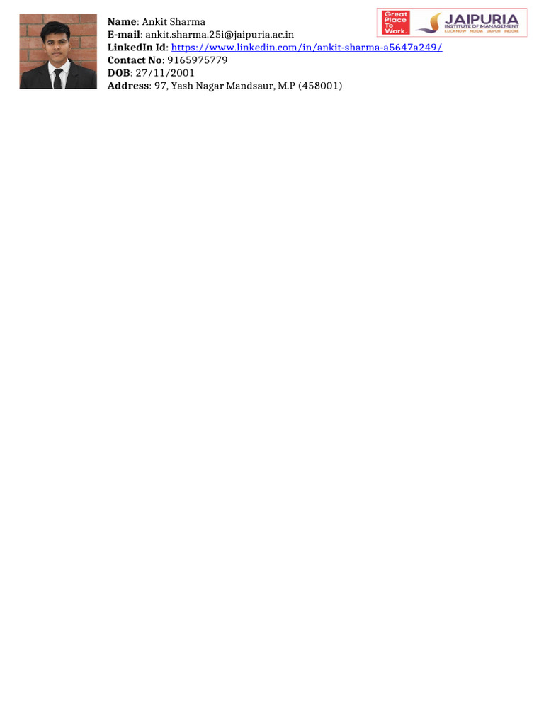 AnkitSharma Placement CV | PDF
