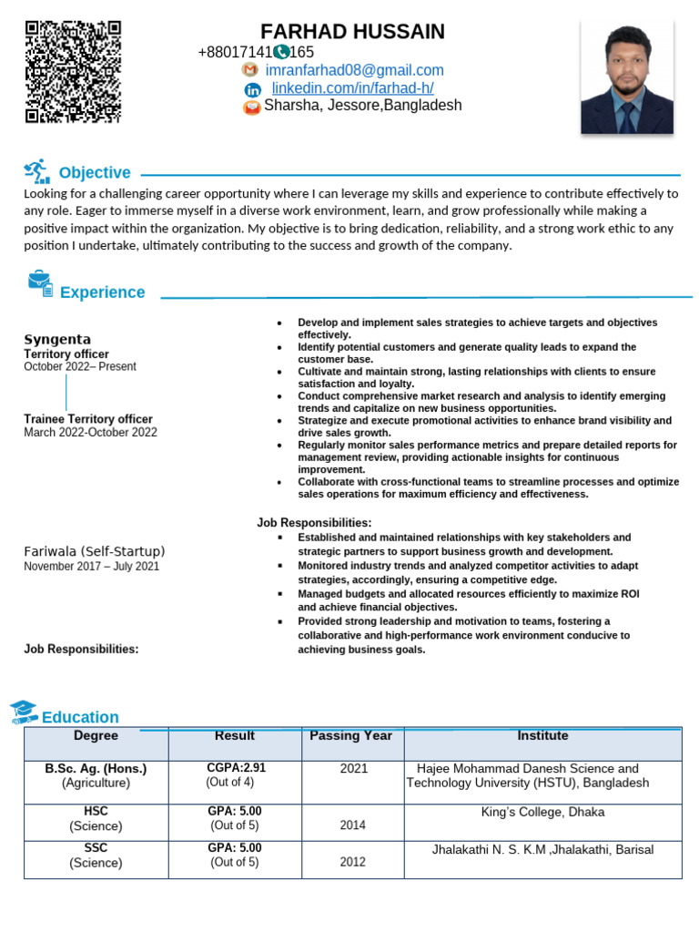 CV of Farhad Hussain March 2024 | PDF
