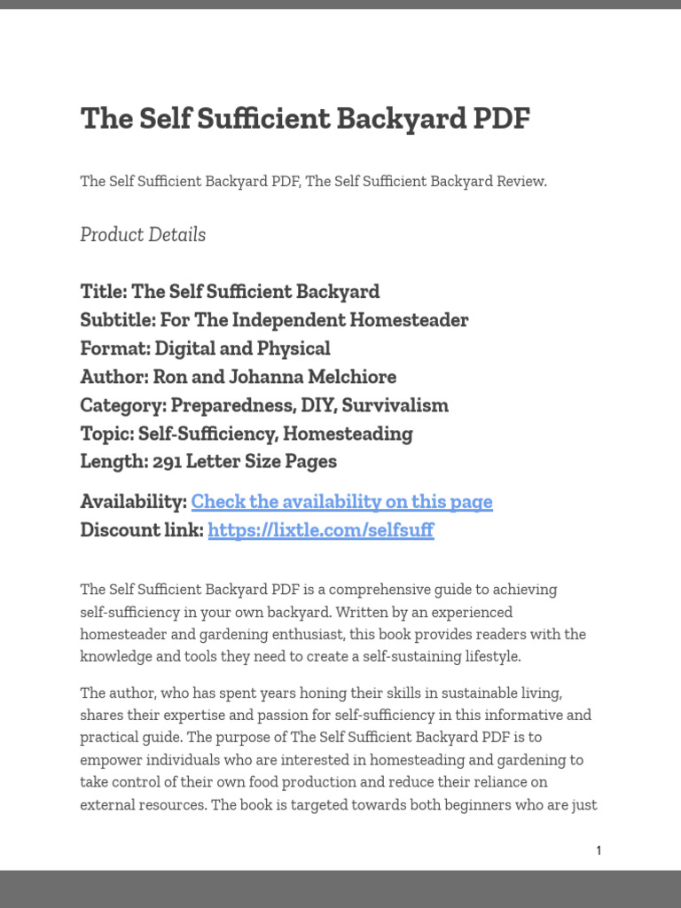 The Self Sufficient Backyard PDF Melchiore 2024 | PDF