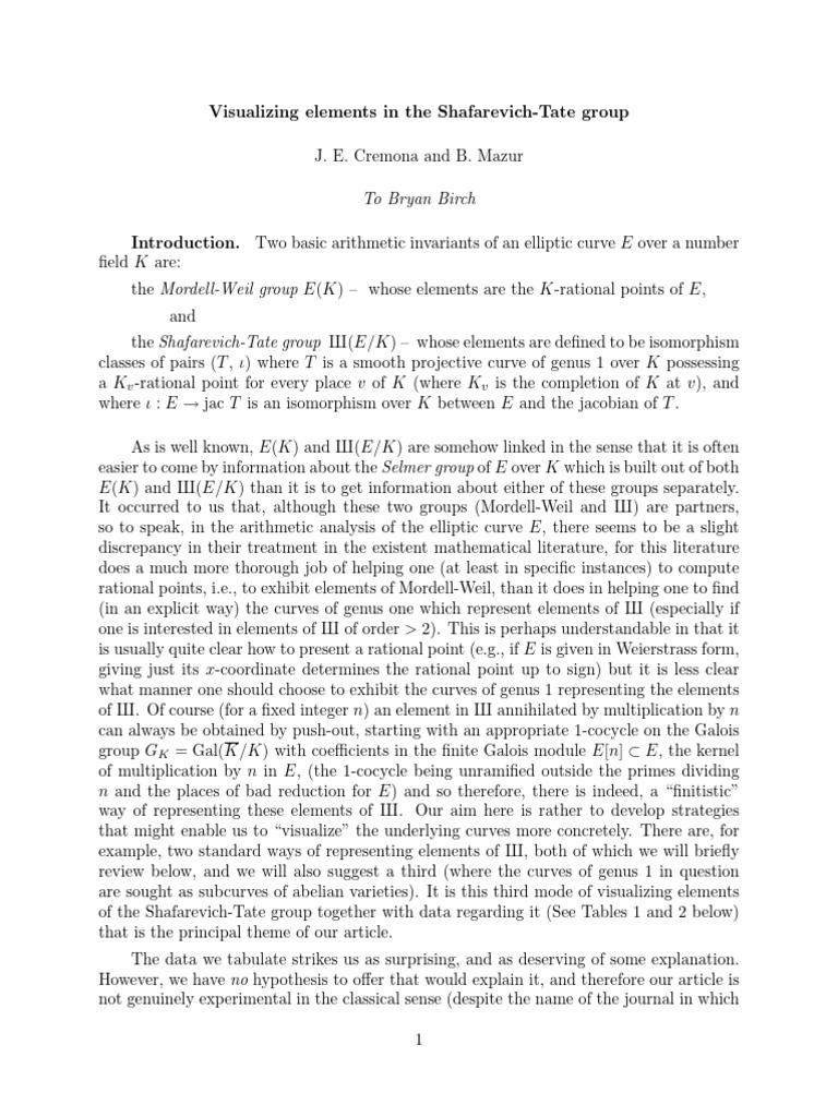 Elements of the Tate Shafarevich group | PDF