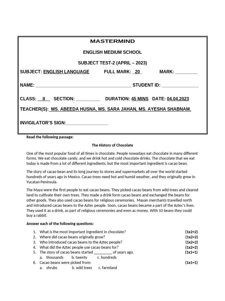 Chocolate (ST-2) (1) | PDF