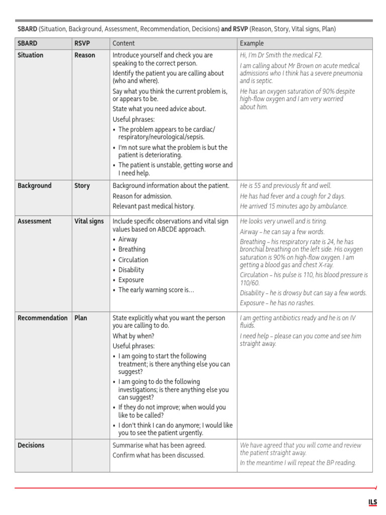 SBARD and RSVP | PDF