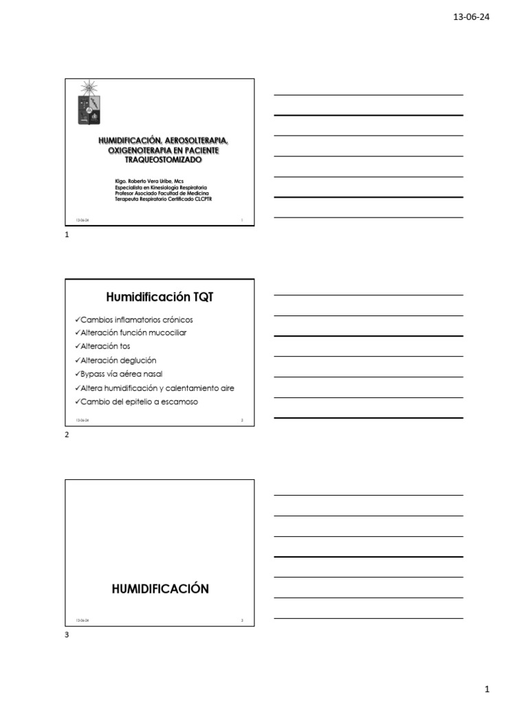 Humidificación, Aerosolterapia, Oxígeno Alto Flujo en TQT | PDF | Neumología