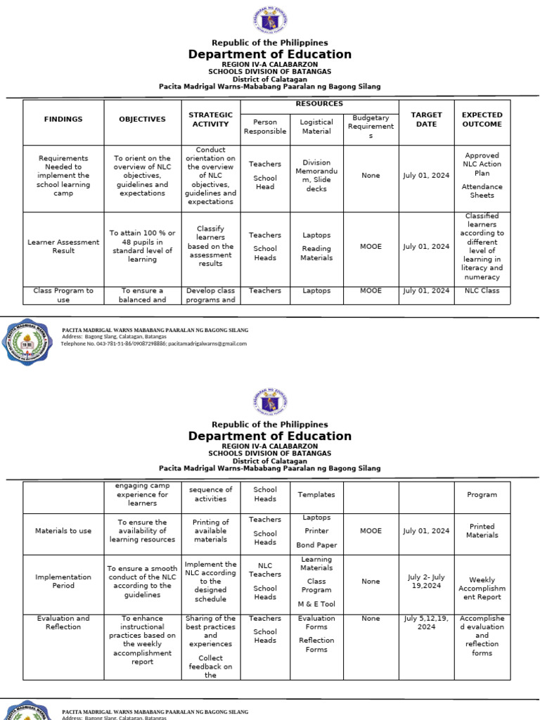 NLC ACTION PLAN | PDF