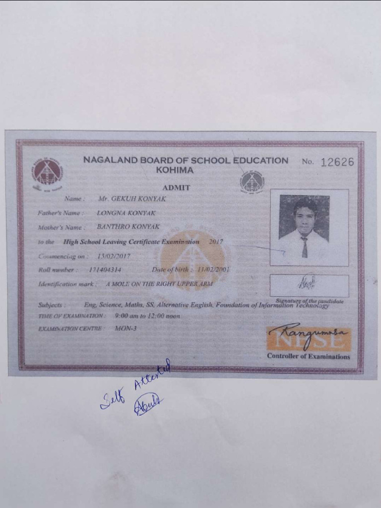 HSLC Admit Card PDF Compressed | PDF