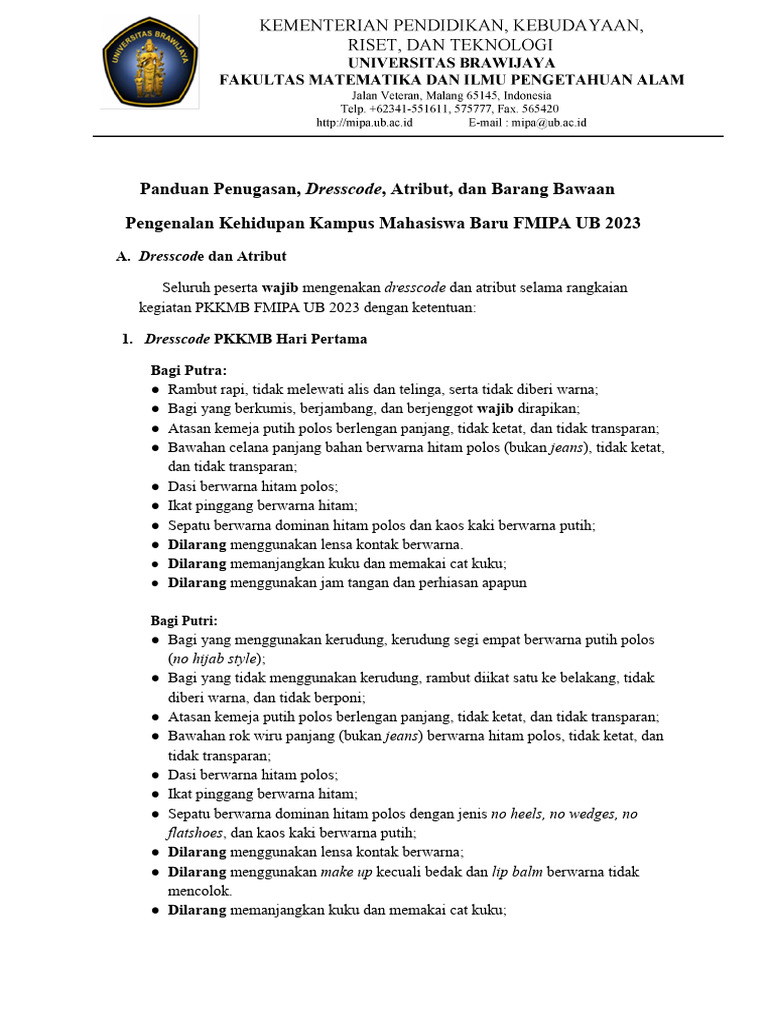 Panduan PKKMB Fmipa Ub 2023 | PDF