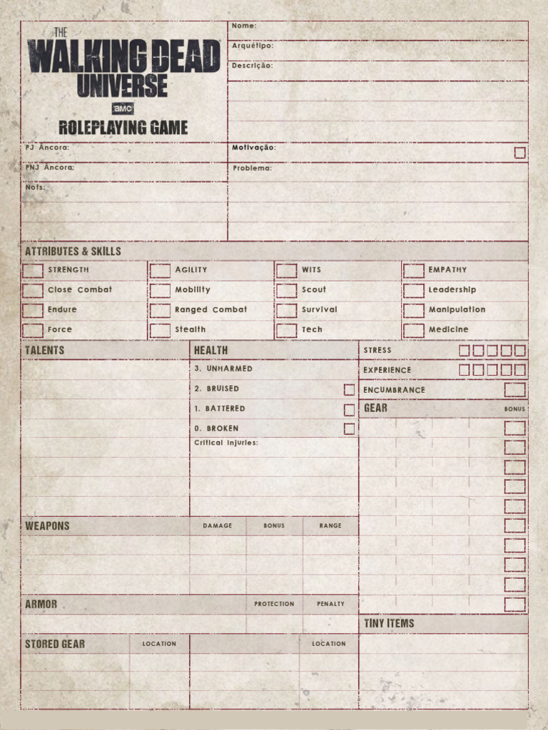 Character Sheet (Fillable) | PDF