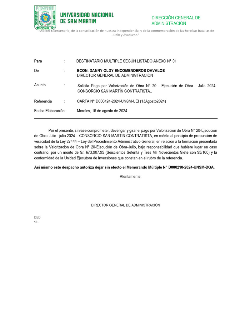 Memorando Multiple-R20310-2024-Dga | PDF