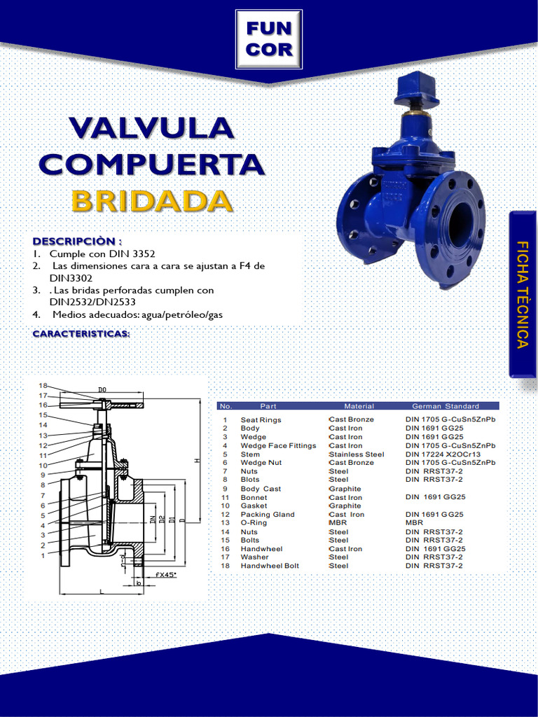 VALVULA COMPUERTA BRIDADA FUNCOR | PDF
