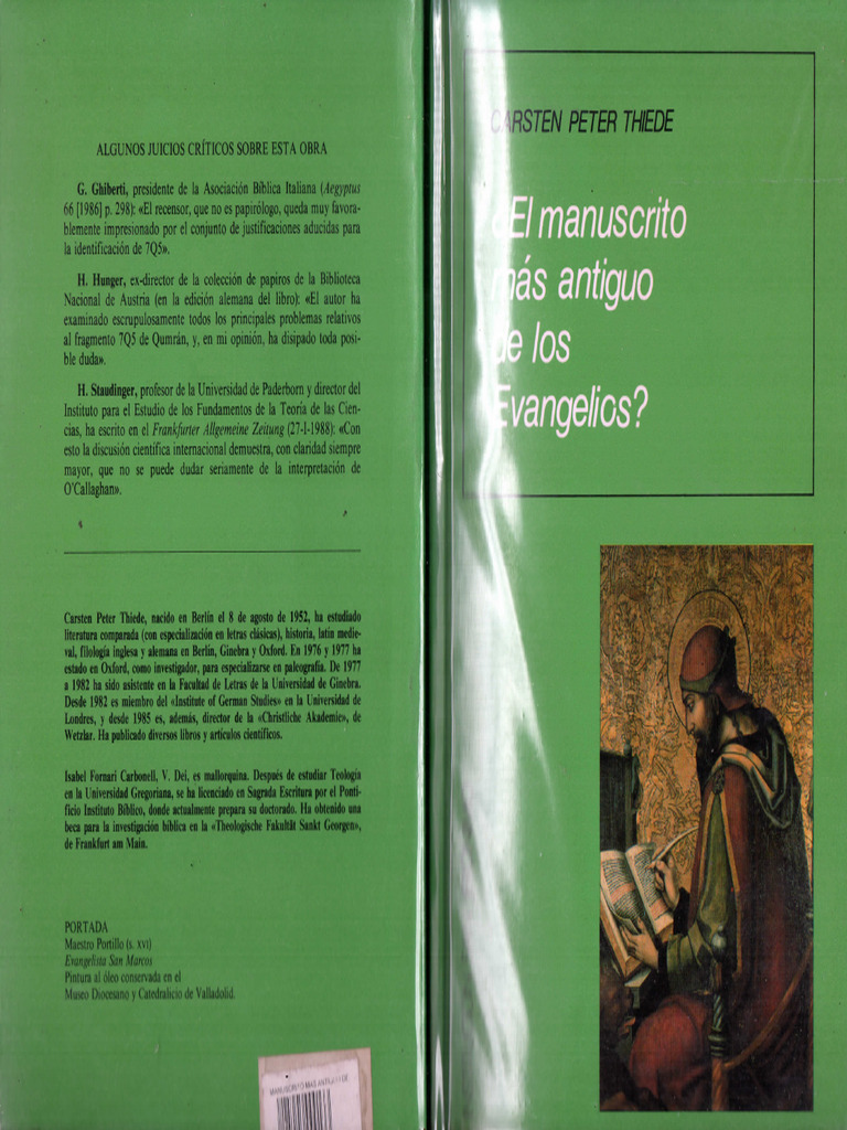 CARSTEN, Peter. ¿El Manuscrito Más Antiguo de Los Evangelio | PDF
