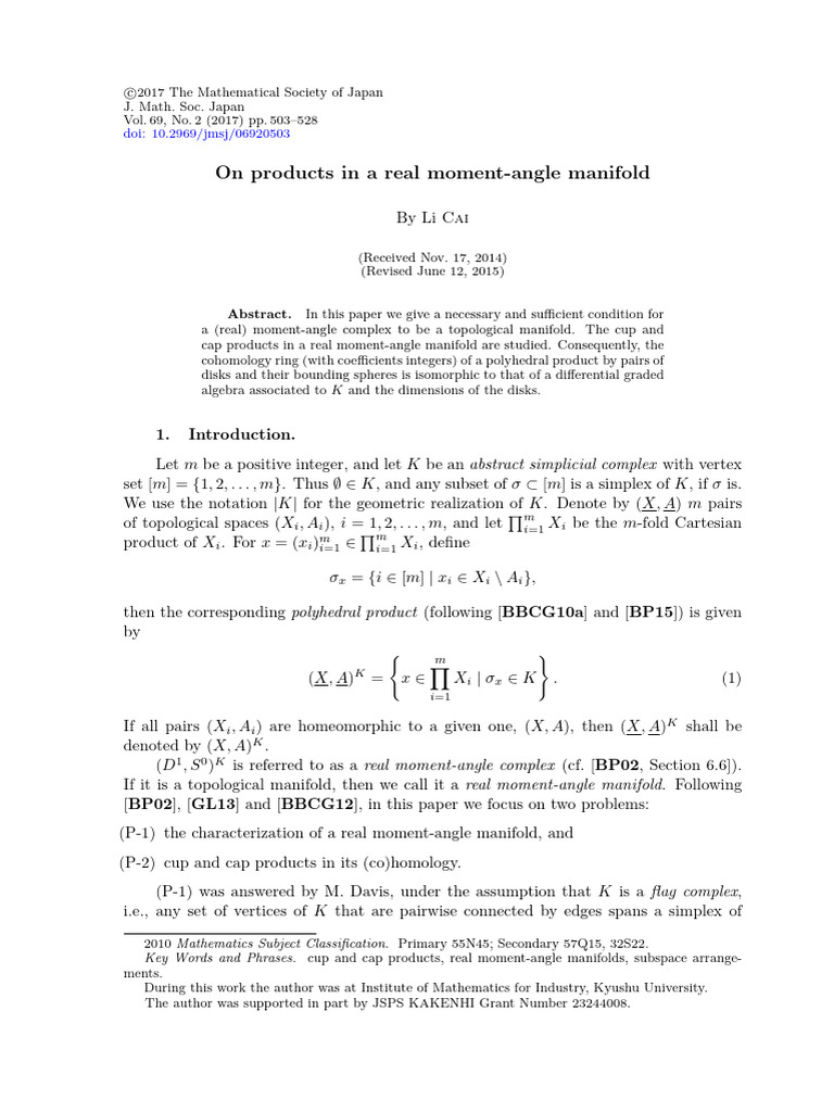 On Products in A Real Moment-Angle Manifold | PDF