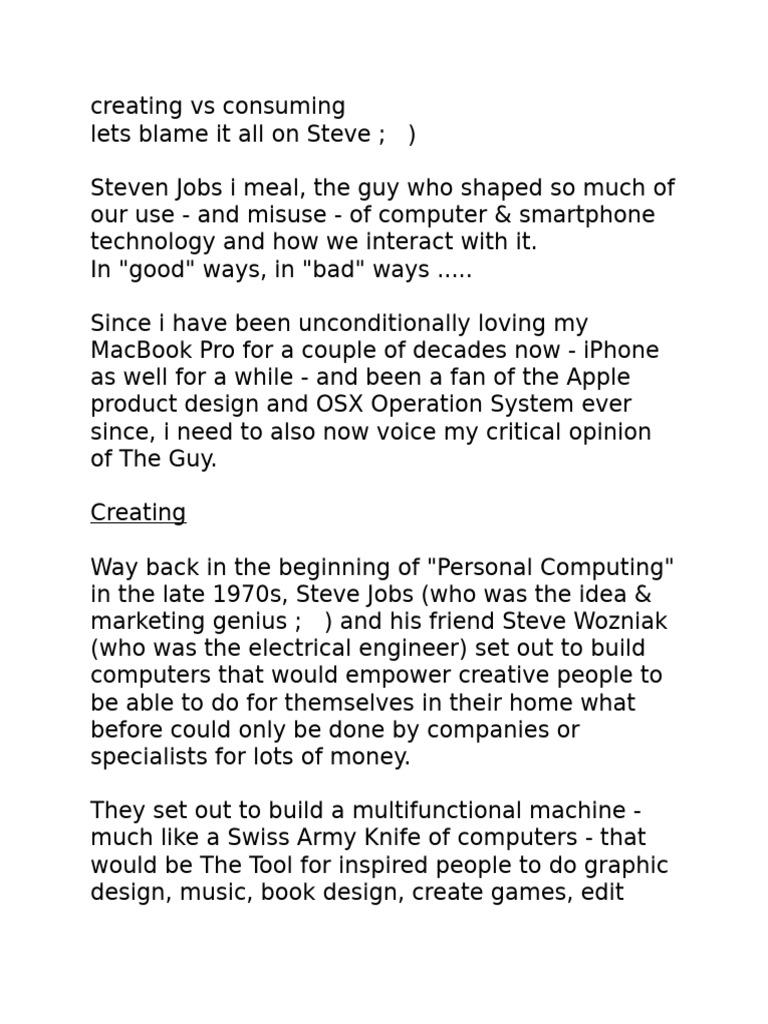 Creating Vs Consuming | PDF