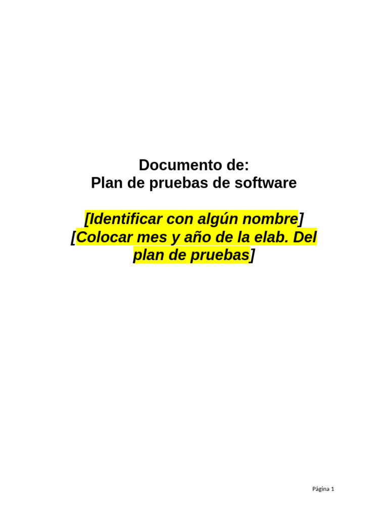 Contenido de Plan de Pruebas de Software PARTE I II III y IV | PDF