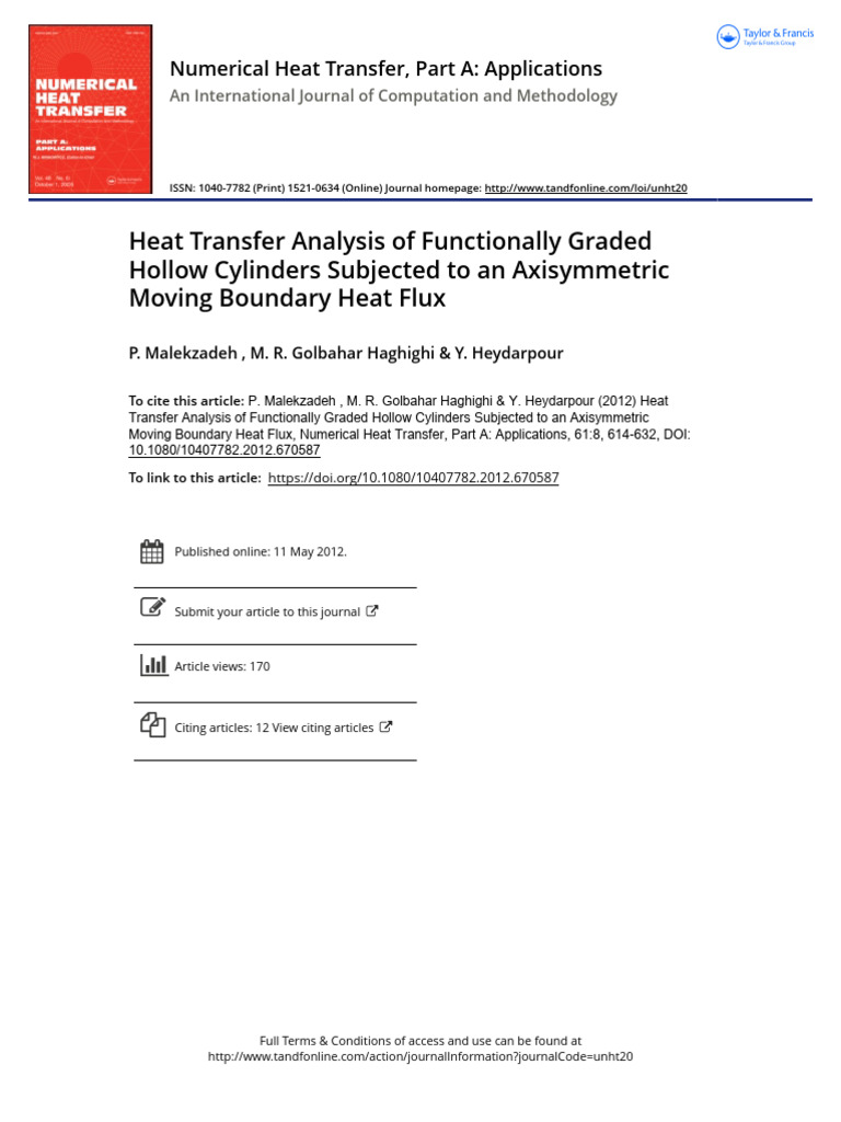 Heat Transfer Analysis of Functionally Graded Hollow Cylinders Subjected to an Axisymmetric ...