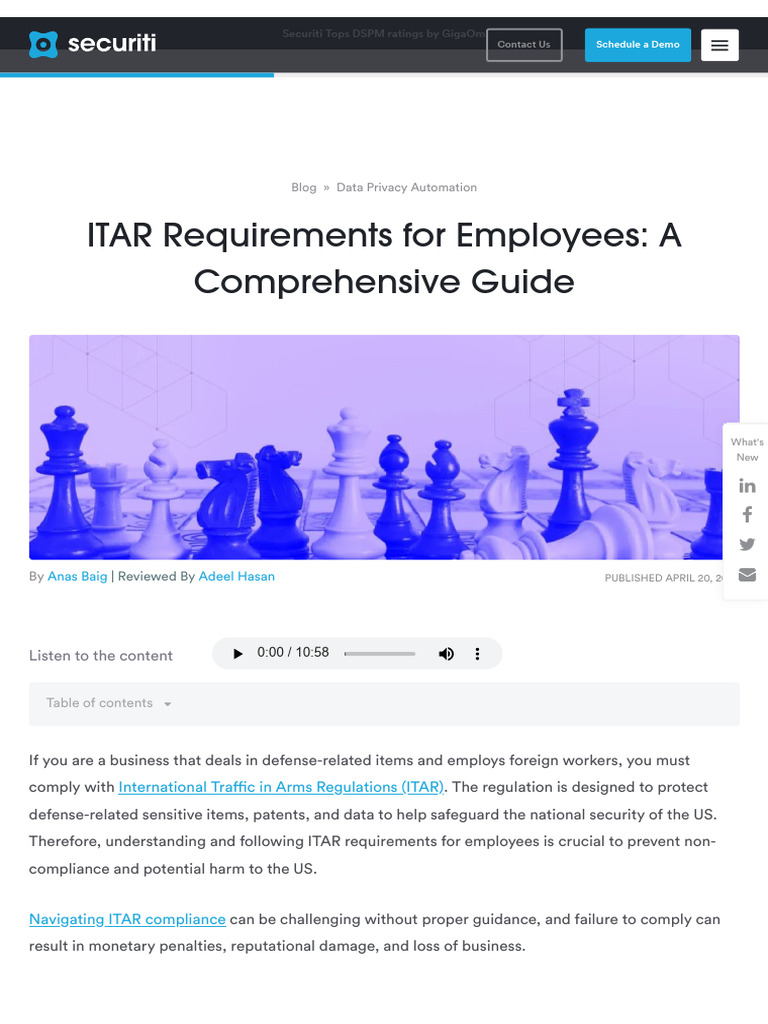 ITAR Requirements For Employees - A Comprehensive Guide - Securiti | PDF
