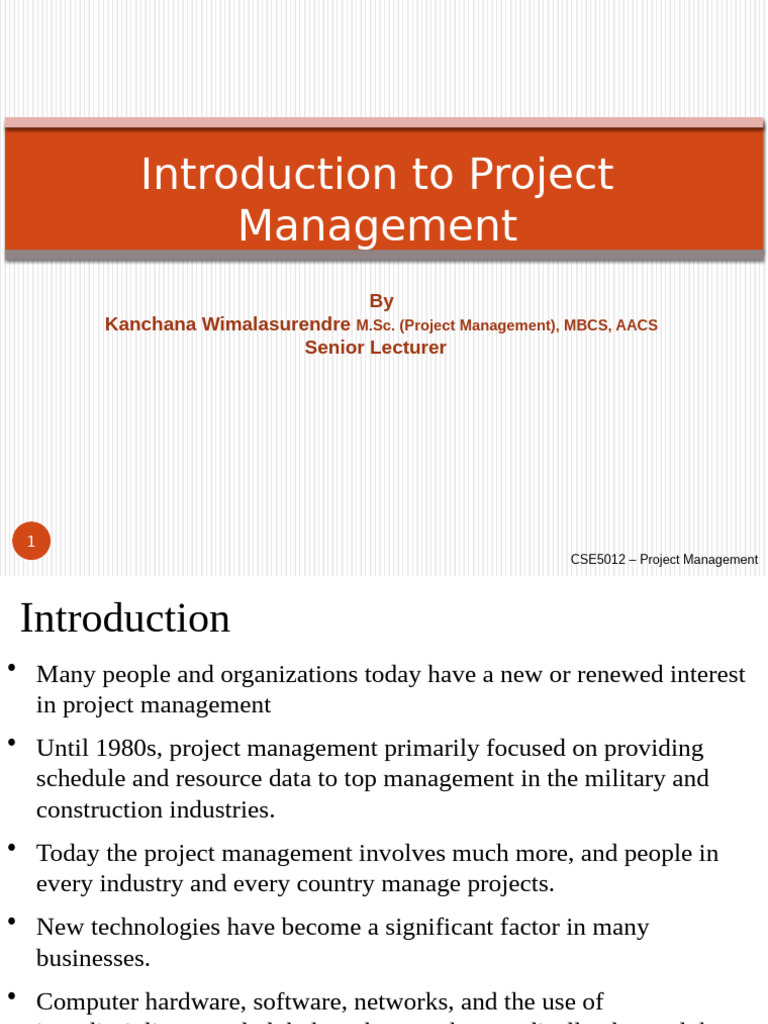 Session 1 - Introduction To PM | PDF