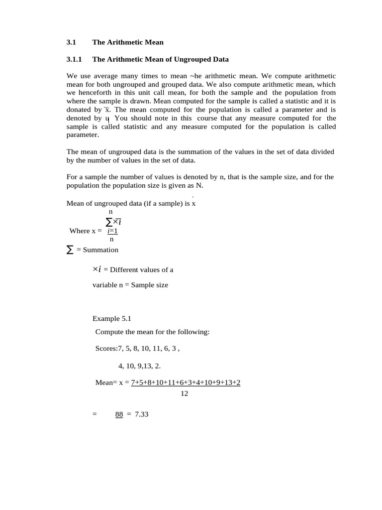 The Arithmetic Mean | PDF