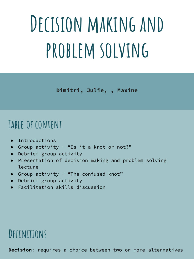 Decision Making and Problem Solving Guide | PDF | Decision Making ...