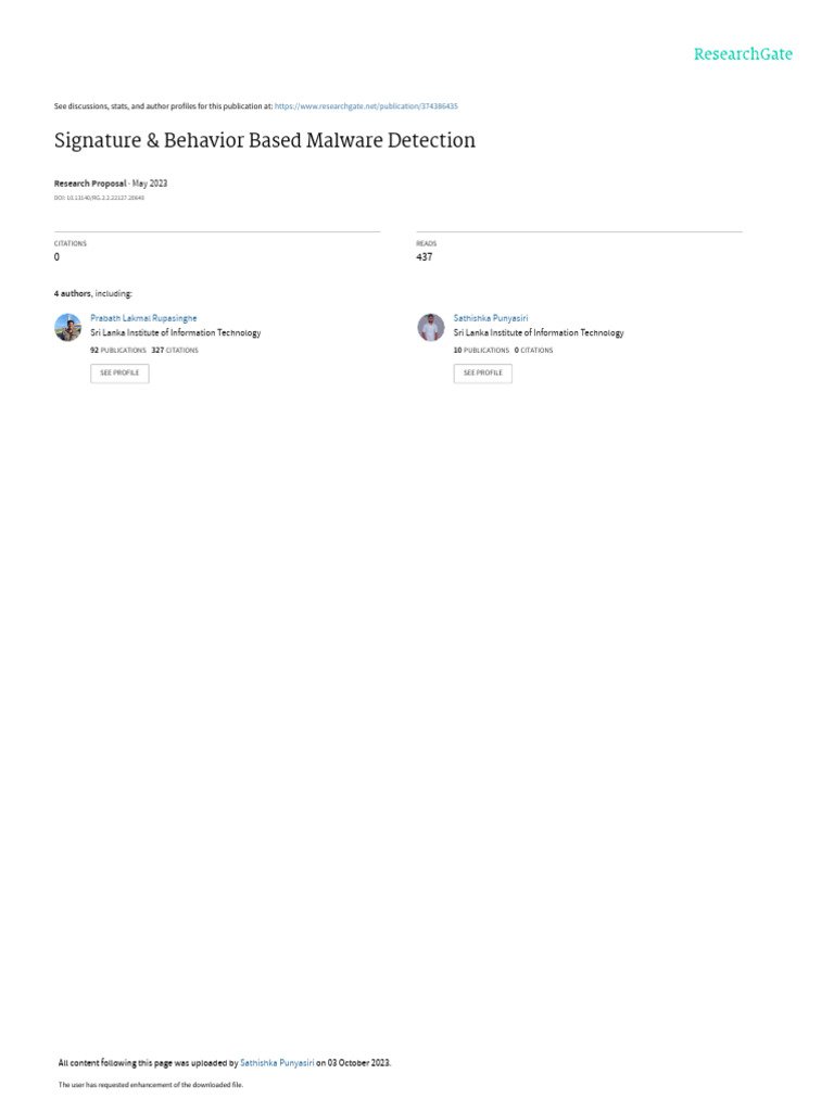 Signature Behavior Based Mal Ware Detection | PDF