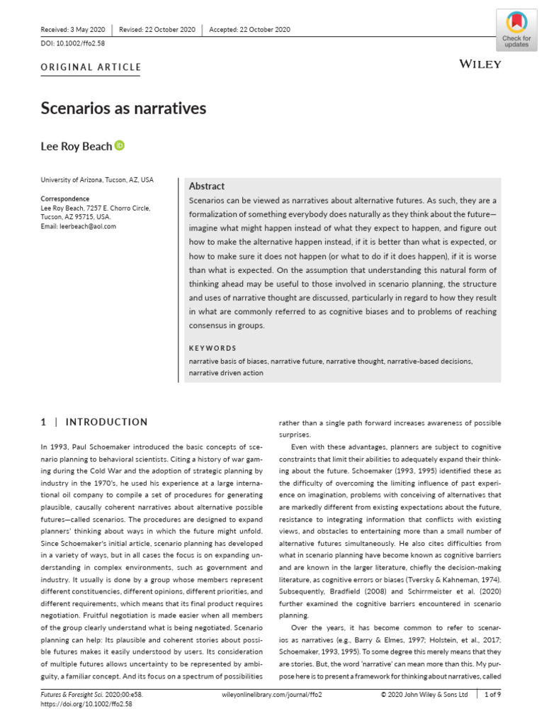 Scenarios As Narratives | PDF