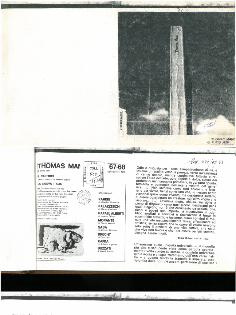 Furio Jesi - Thomas Mann-La Nuova Italia Editrice (1972) | PDF