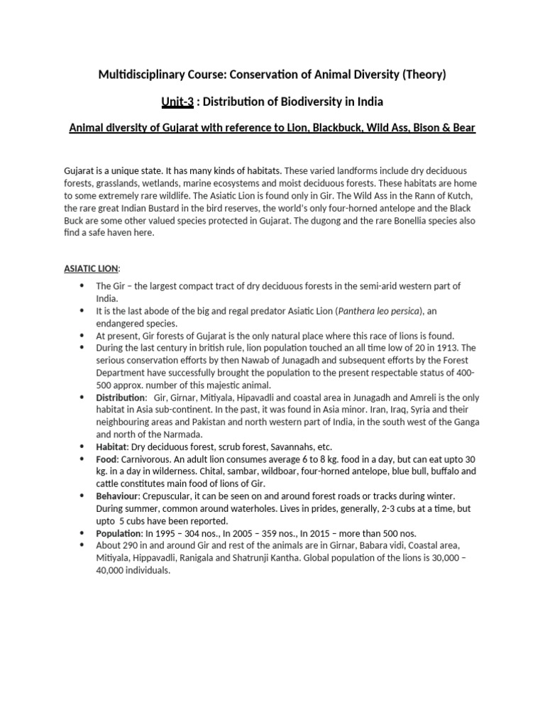 Animal Diversity of Gujarat | PDF