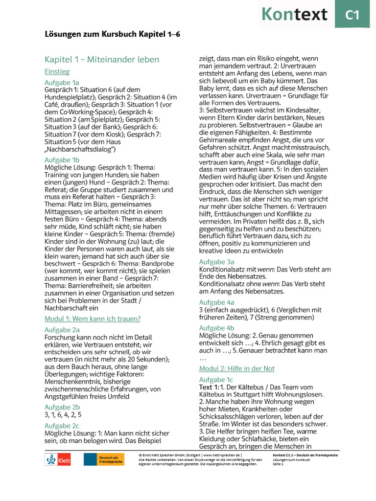 Kontext C1 LOESUNGEN KB K1-6 | PDF
