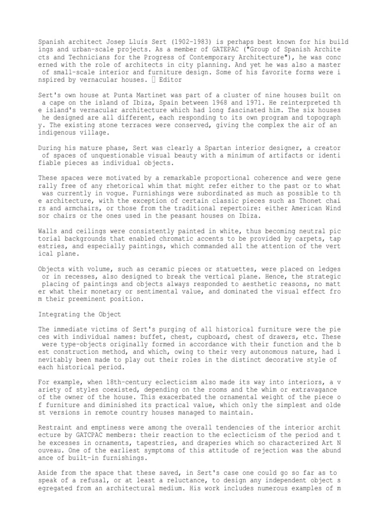 House of Sert | PDF | Architectural Elements | Architectural Design