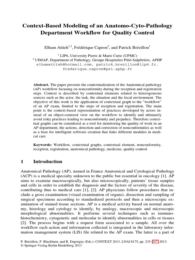 Context-Based Modeling of An Anatomo-Cyto-Pathology Department Workflow ...