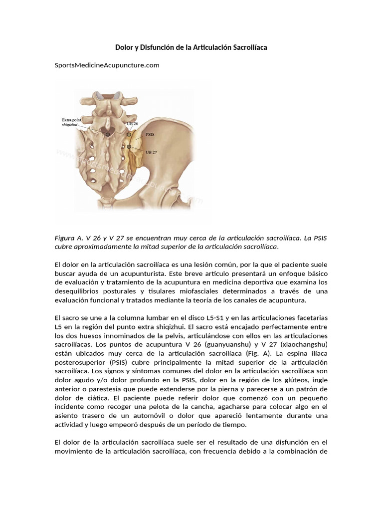 Dolor y Tratamiento Sacroilíaco con Acupuntura | PDF | Pelvis | Salud y ...