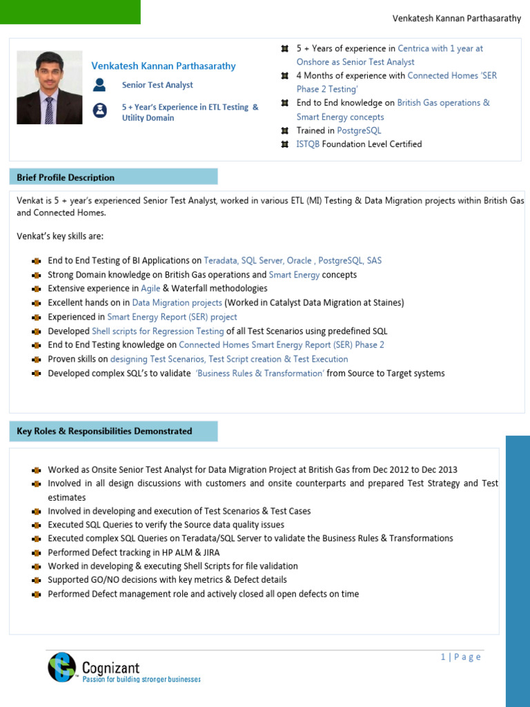 Venkatesh Kannan - Senior Test Analyst | PDF